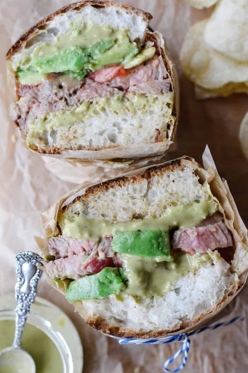 Carne Asada Torta with Roasted Poblano Salsa | ¡HOLA! JALAPEÑO