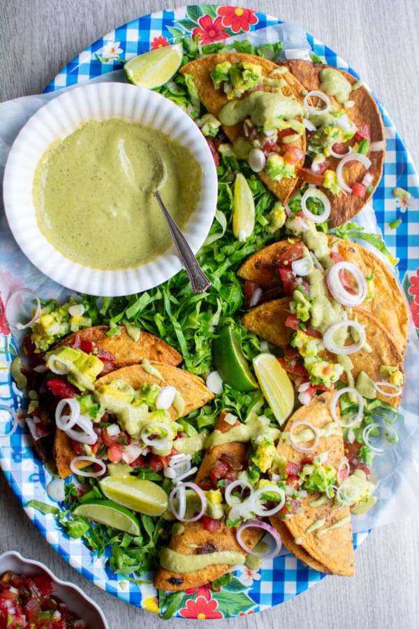 Sweet Potato Tacos Dorados with Charred Jalapeño Yogurt Sauce - ¡HOLA ...