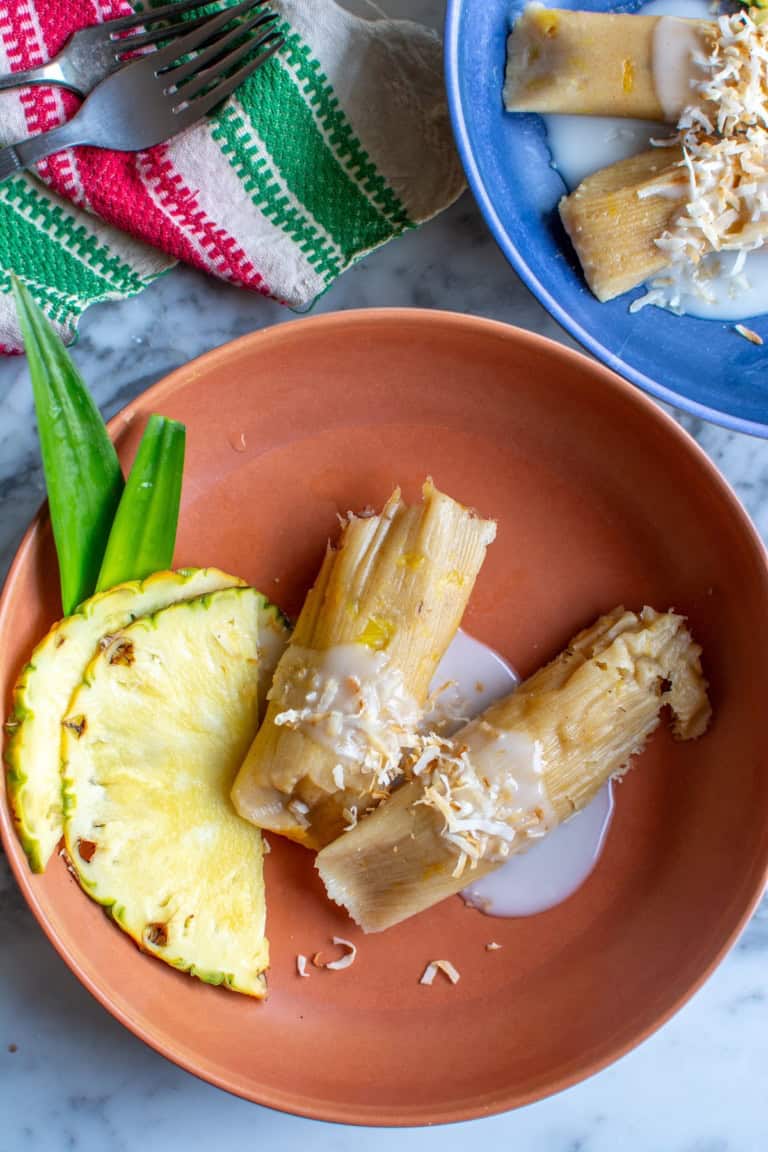 Pineapple Tamales Recipe with Coconut Cream Sauce - ¡HOLA! JALAPEÑO