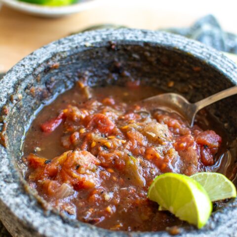 The Best Small Batch Roasted Molcajete Salsa Recipe - ¡HOLA! JALAPEÑO